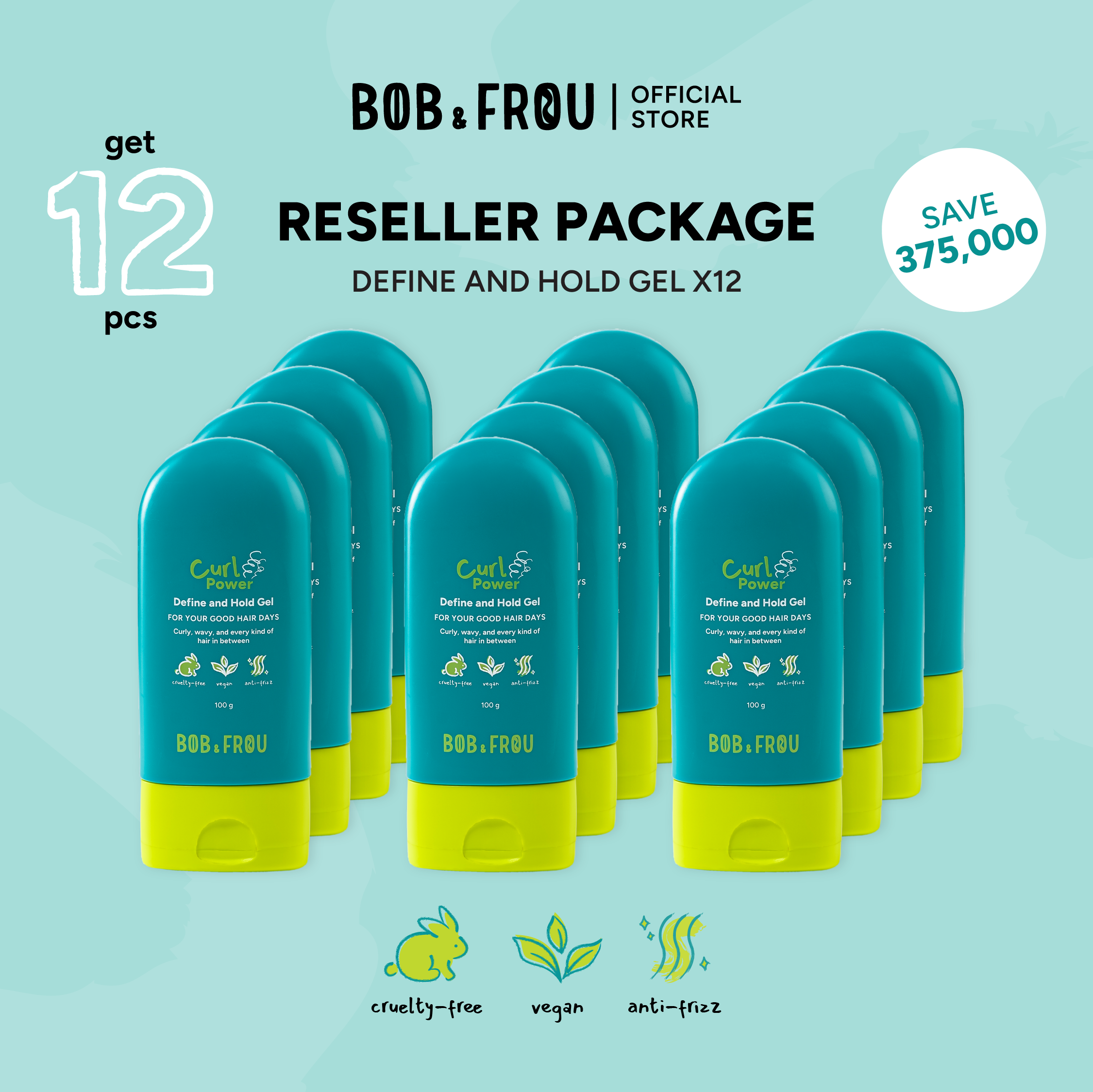 RESELLER PACKAGE - 12 PIECES - CURL POWER DEFINE AND HOLD GEL – BOB & FROU
